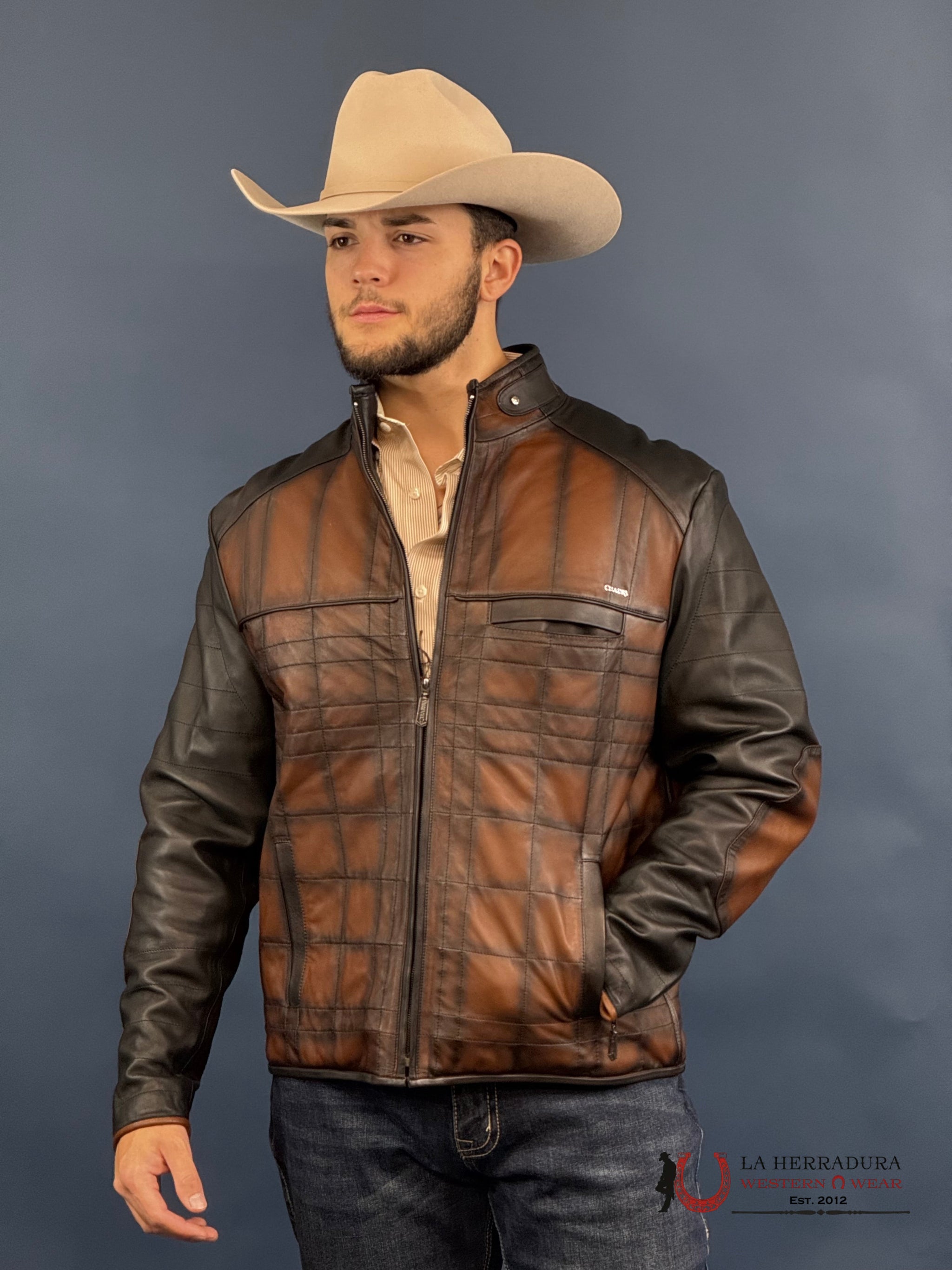 Cuadra Hand-shaded finish brown leather jacket JC176