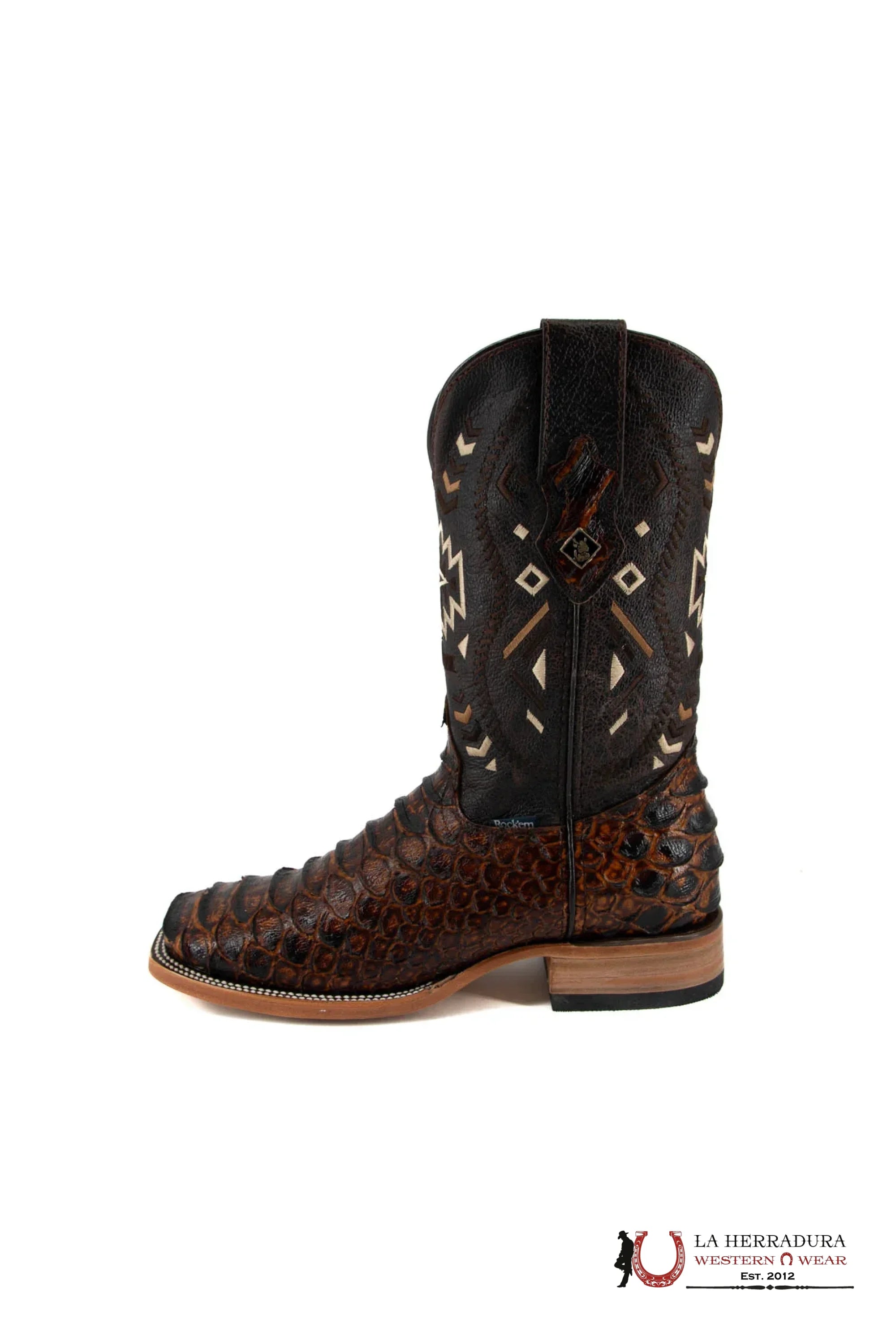 ROCKEM CLON SHEDRON BRILLOSO PYTHON SHINY SQ. TOE BOOT