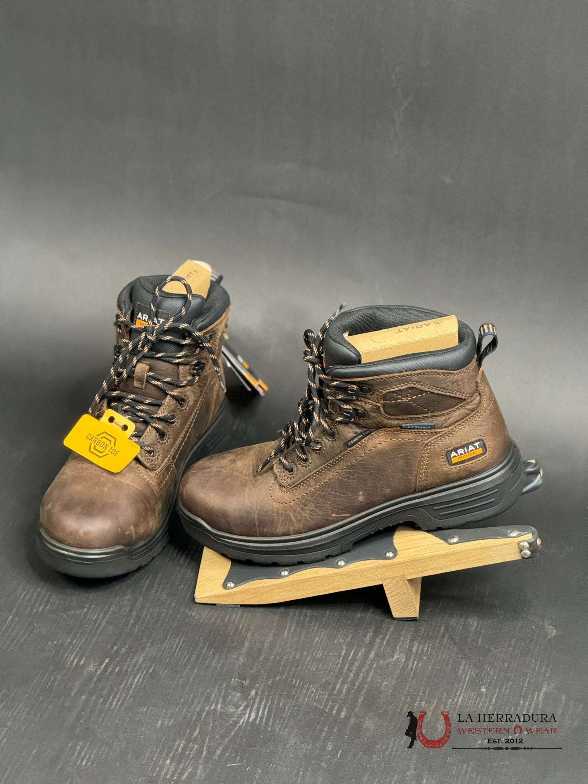 ARIAT TURBO 6” H2O CARBON TOE RICH BROWN ROUND TOE WORK BOOT 10054294