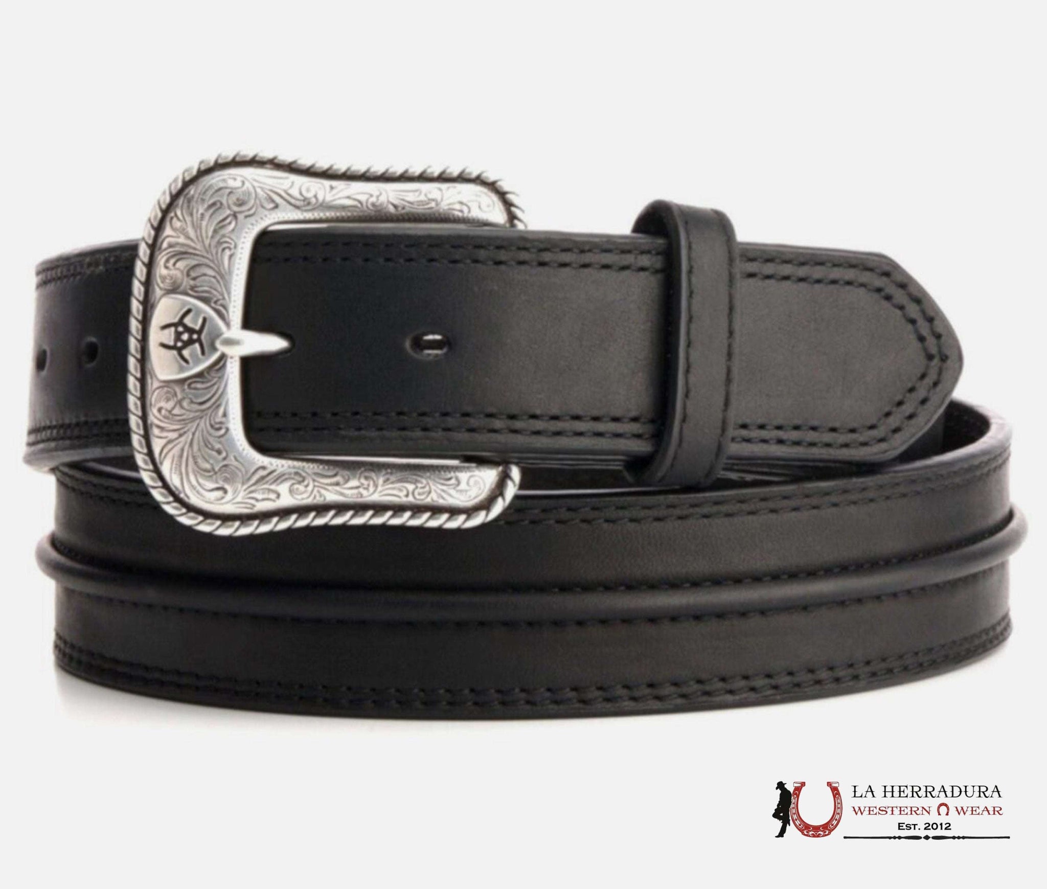 ARIAT WESTERN MENS BELT LEATHER BLACK- A1019401