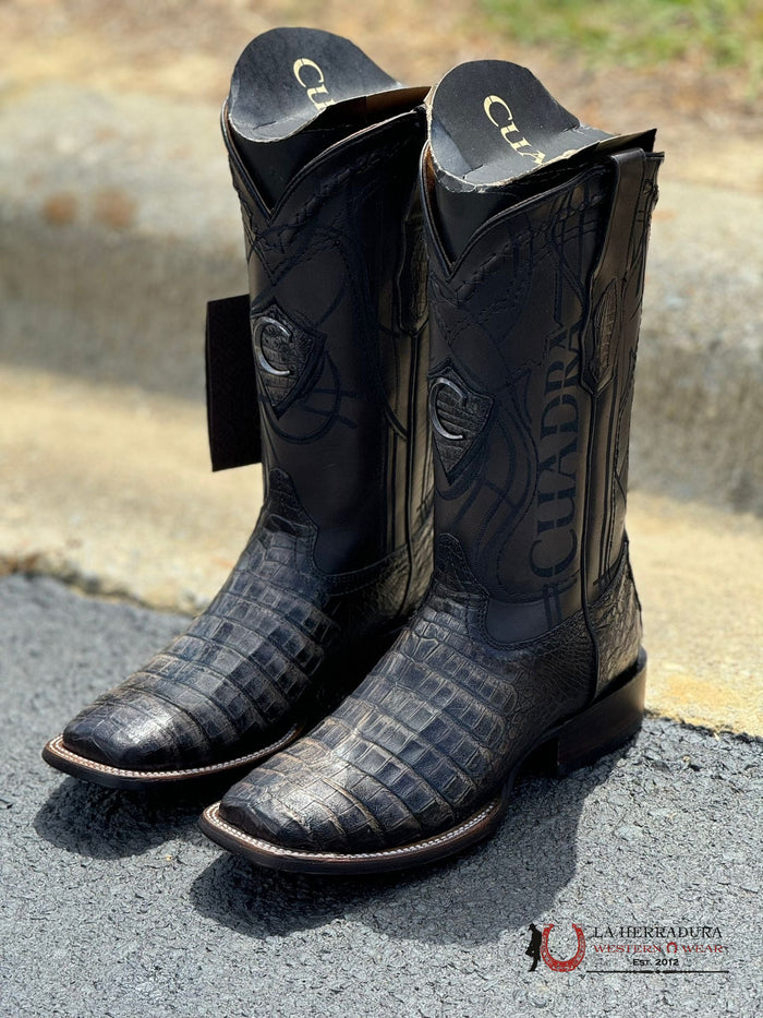 CUADRA BOOT CAIMAN FUSCUS LOMO BELLY ATLANTIS BLACK SAND EMBROIDERY
