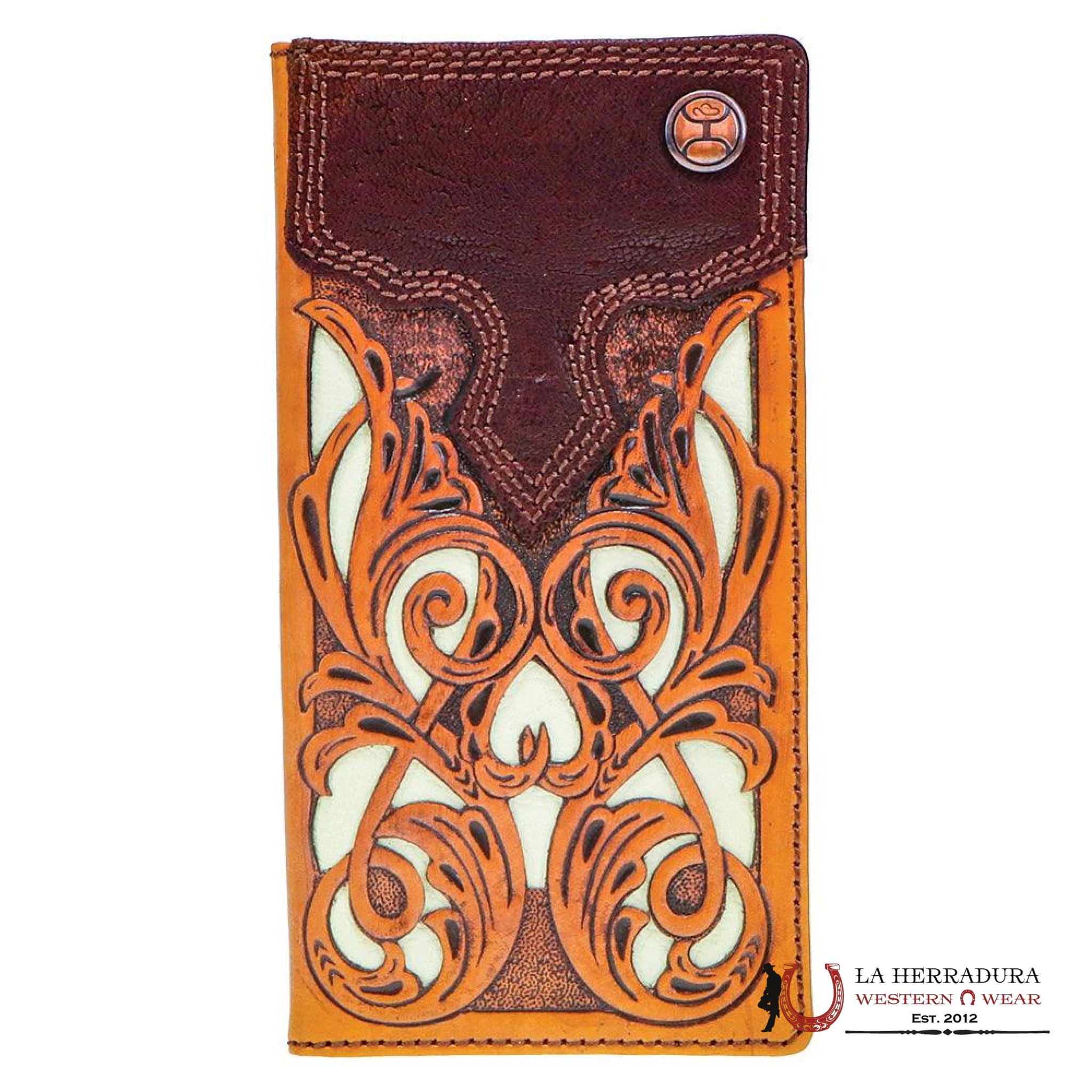 HOOEY HAND TOOLED LEATHER RODEO WALLET HW008 TNBR