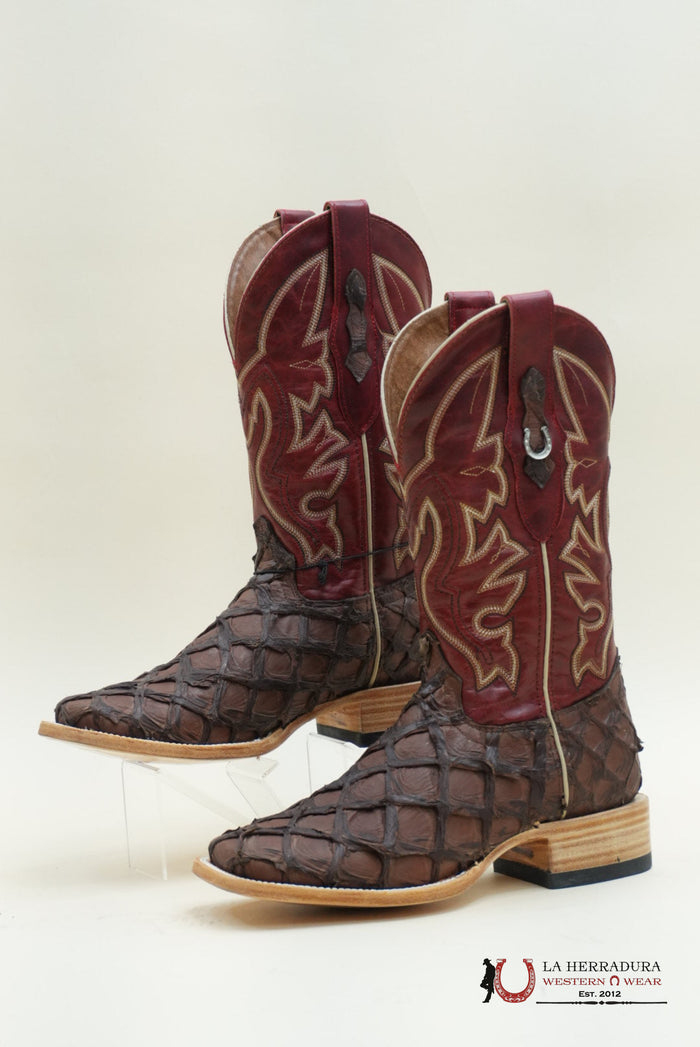 LA HERRADURA EXOTIC FISH BOOT MATTE CHOCOLATE SQ. TOE