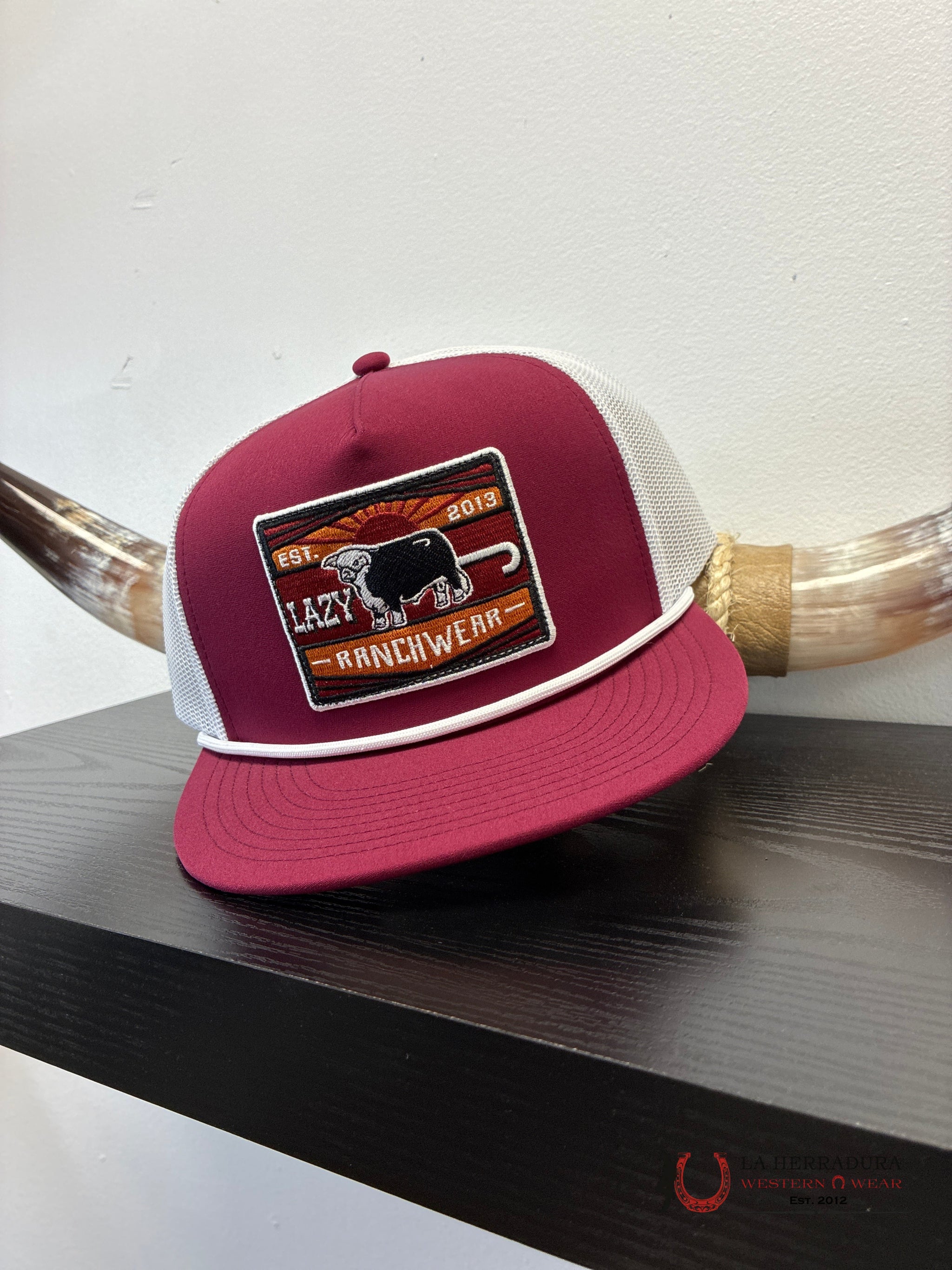 LAZY J CAPS Burgundy AND WHITE