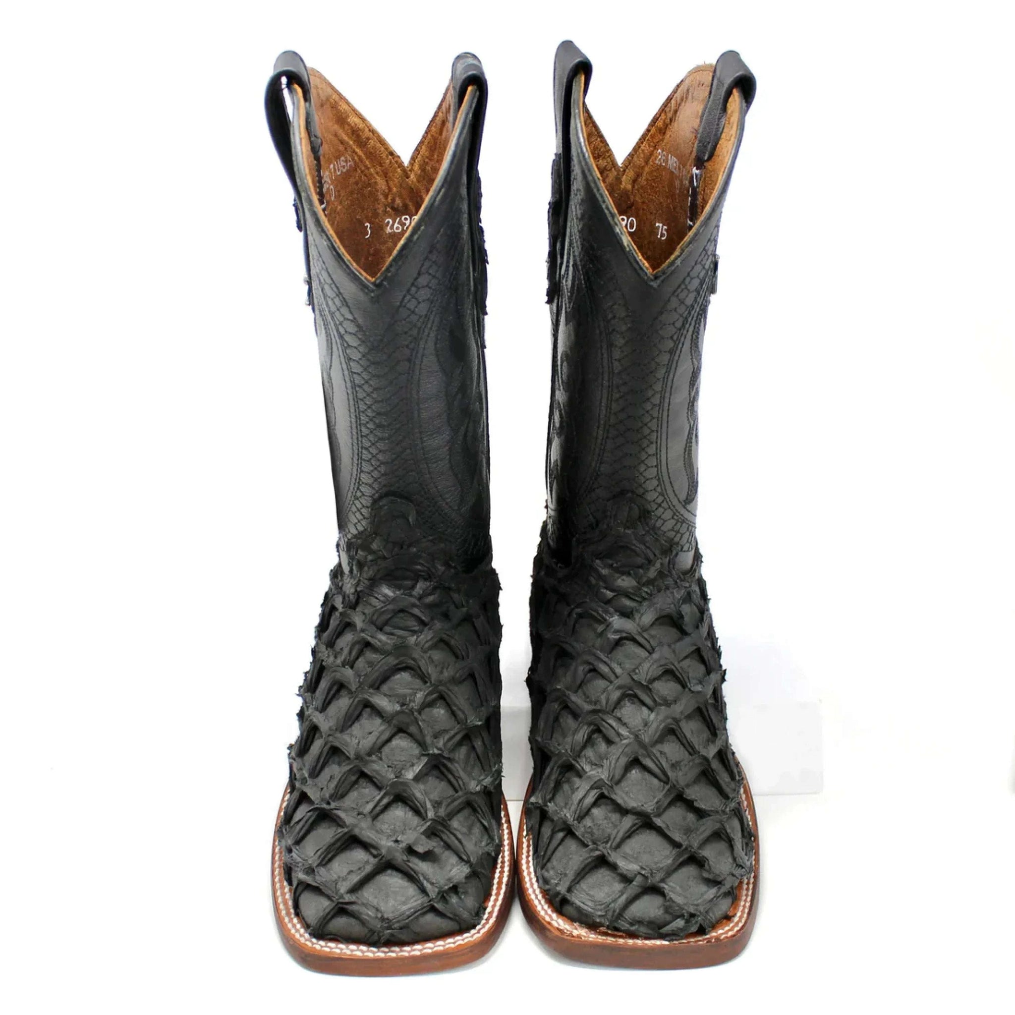 RANCHERS EXOTIC BIGBASS MATTE BLACK TELARAÑA FISH BOOT SQ. TOE