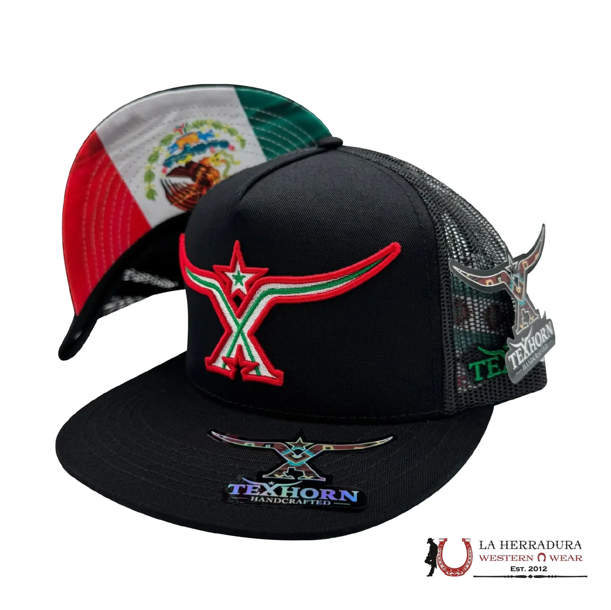 TEXAS HORN CAPS BLACK style 6 GREEN