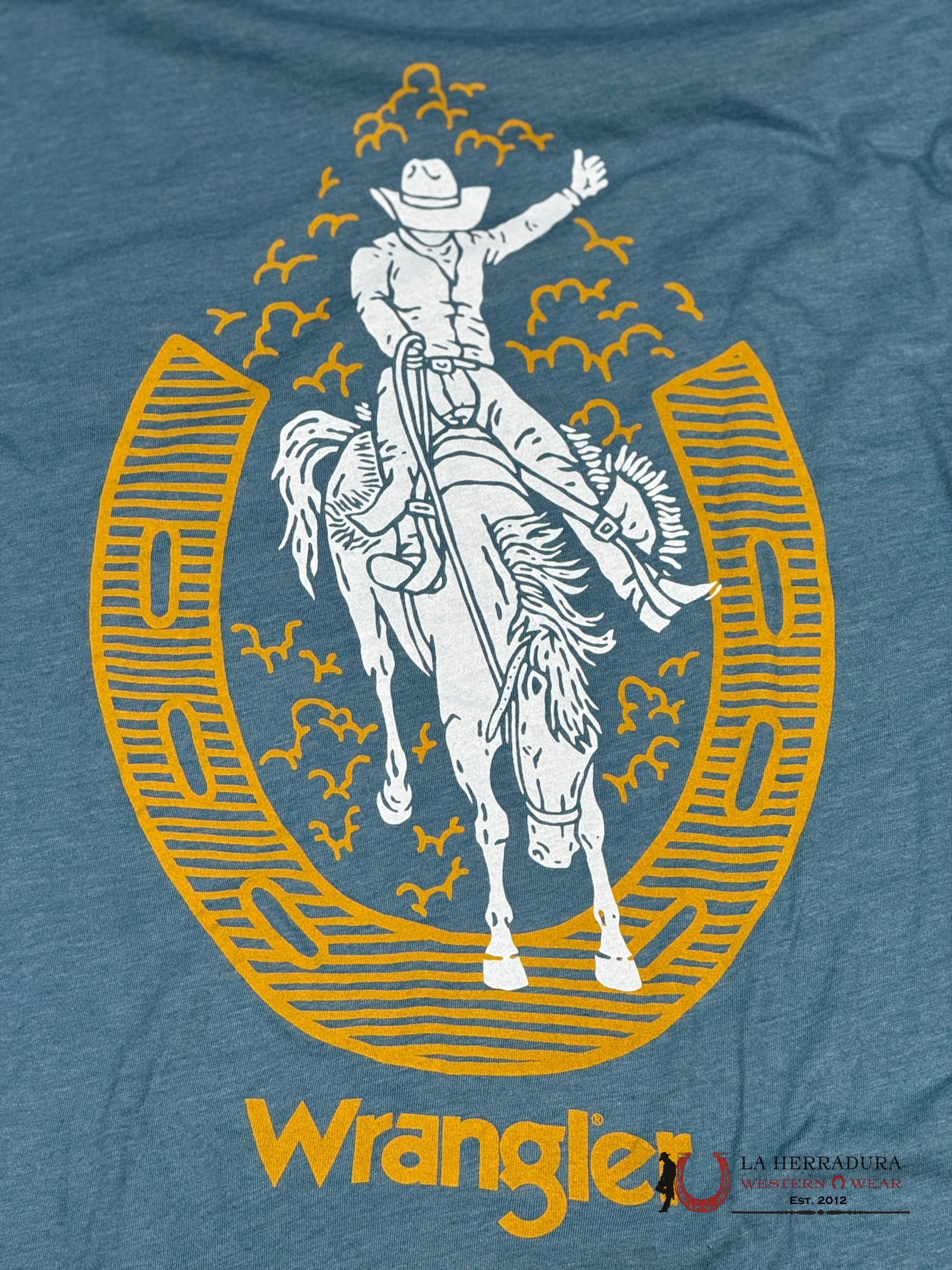 WRANGLER LIGHT YELLOW LOGO BLUE T-SHIRT