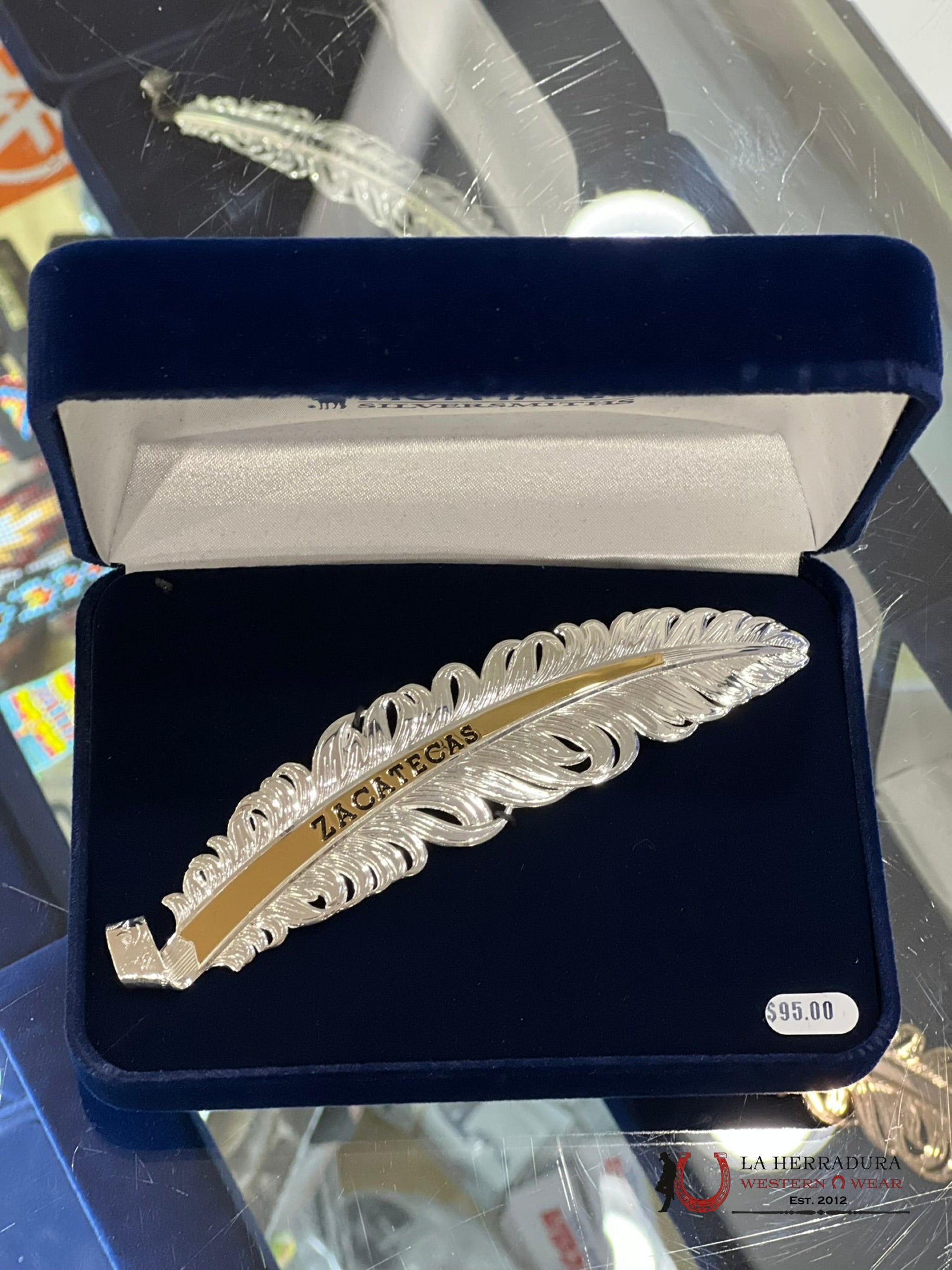 SOMBRERO MONTANA PLUMA PLATEADO CON DORADO ESTADO ZACATECAS
