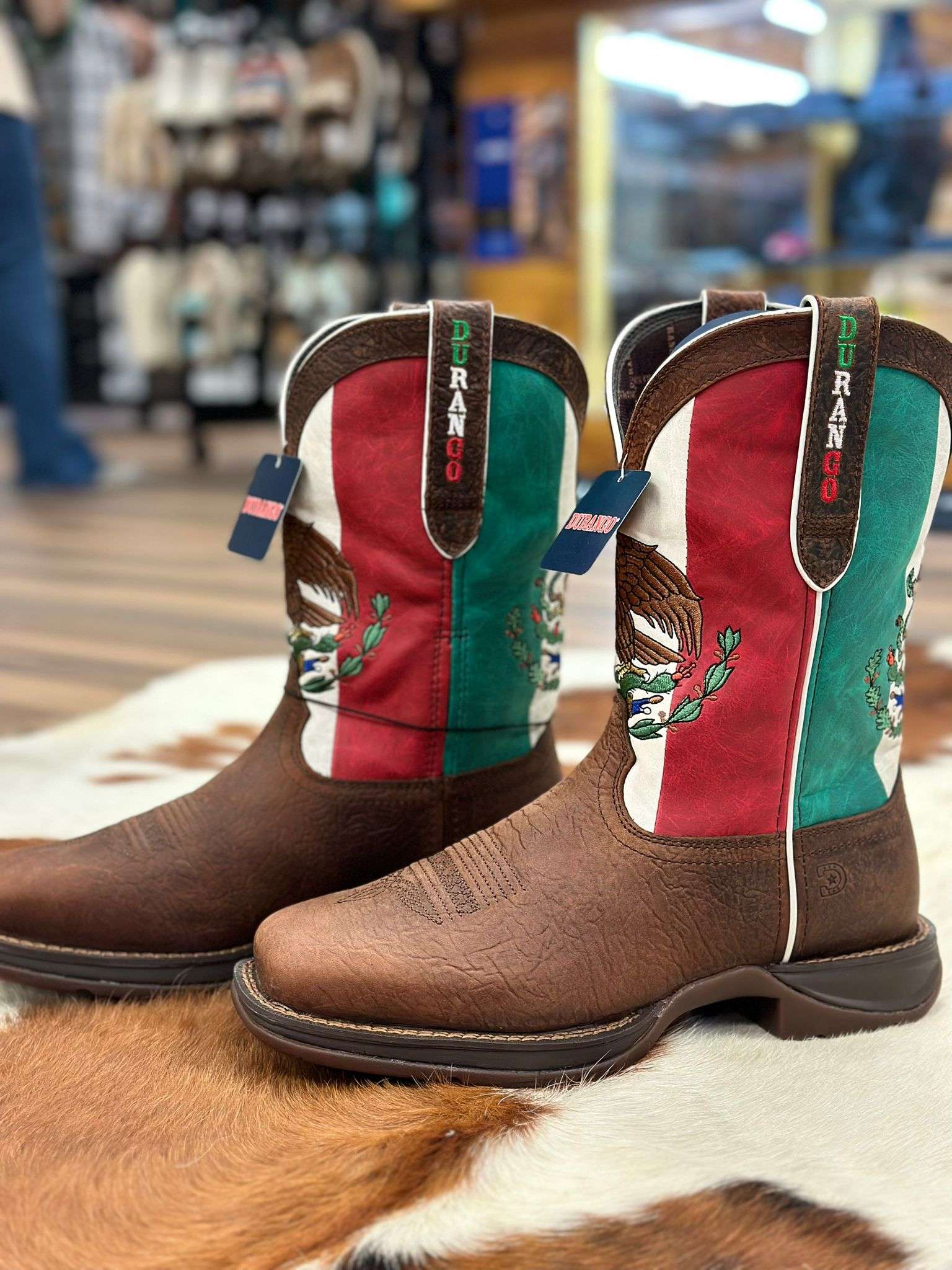 DURANGO MENS WORK BOOT REBEL MEXICAN FLAG TUBE STEEL TOE DDB0431